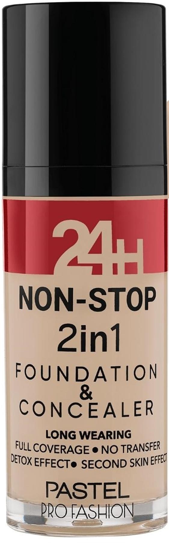 PASTEL Cosmetics. Тональная основа и консилер 2 в 1 24H Non-Stop 2in1 ...